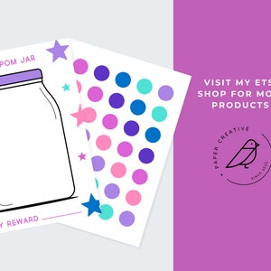 Kids Reward Pom Pom Jar Printable , Cute Reward Printable , Kids Reward ...