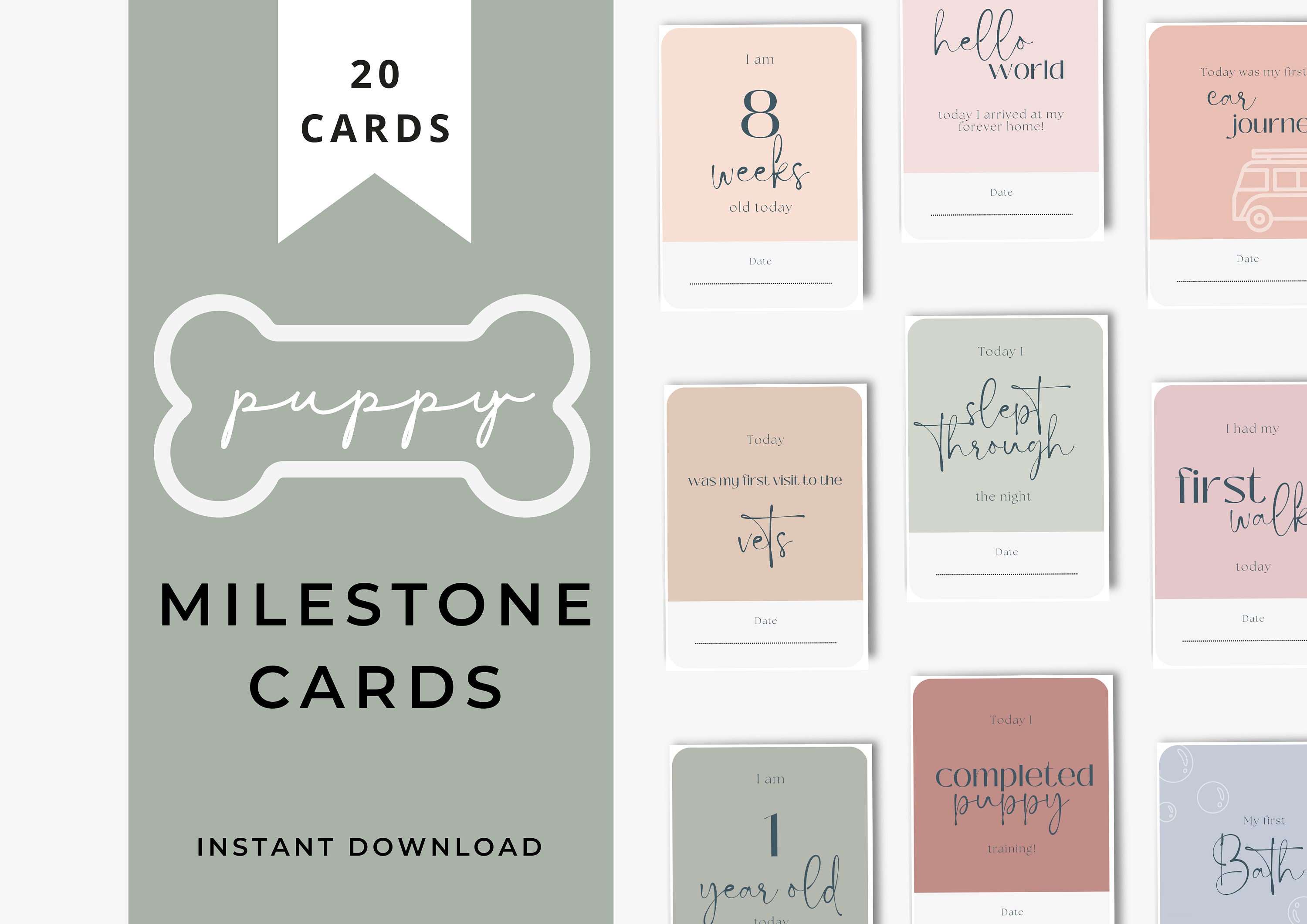 Puppy Milestone Cards Printable Print at Home Mark Your - Etsy