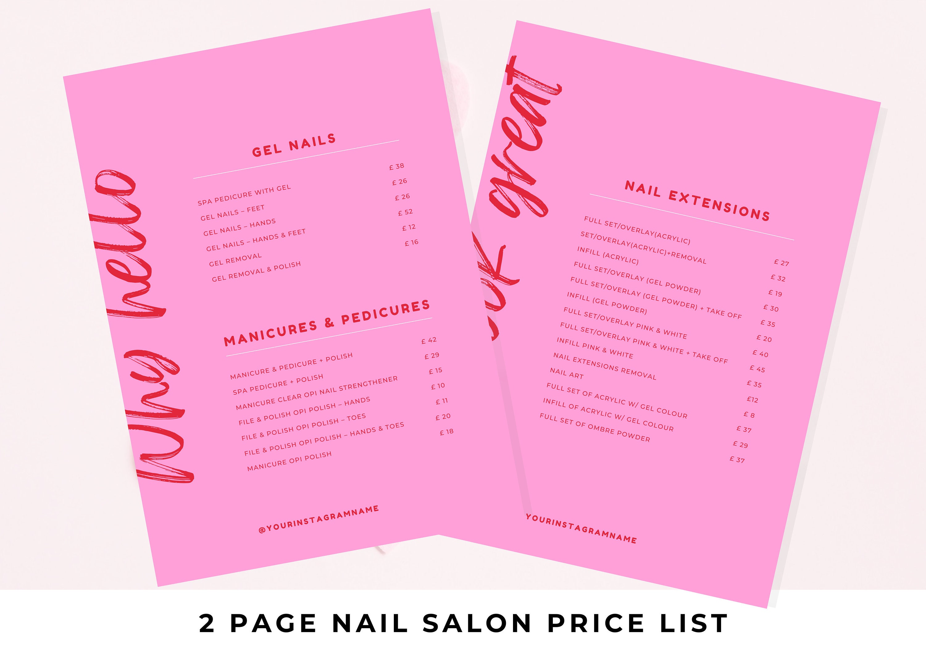 Nail Salon Services Pricing Menu Pricing Guide Nail Salon - Etsy