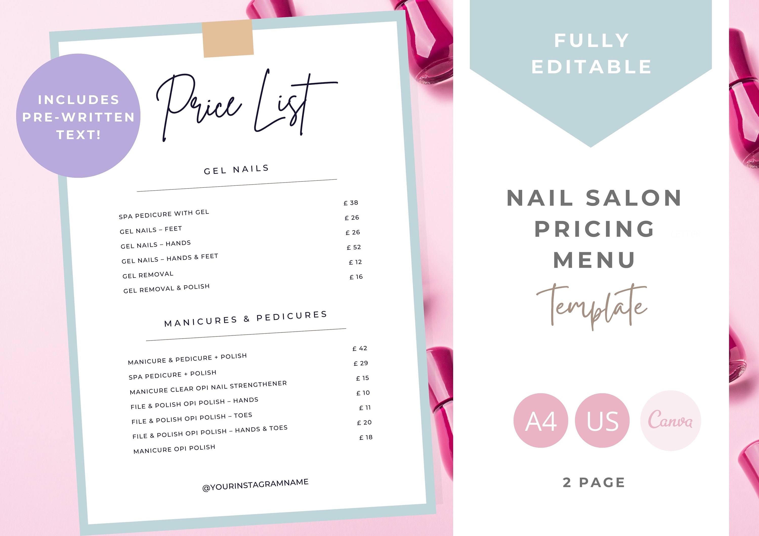 Nail Salon Menu
