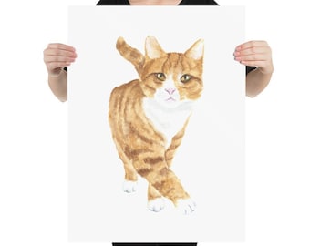Orange Marmalade Tabby Cat Art Painting PRINT Watercolor Painting ...