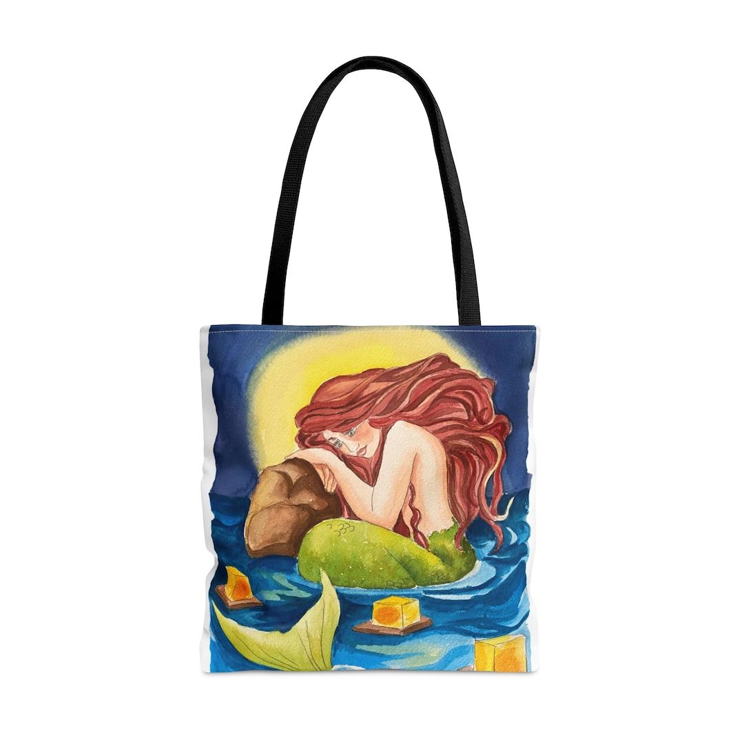 Mermaid Shopping Bag, Beautiful Mermaid Tote Bag, Book Bag, Mermaid Bag ...