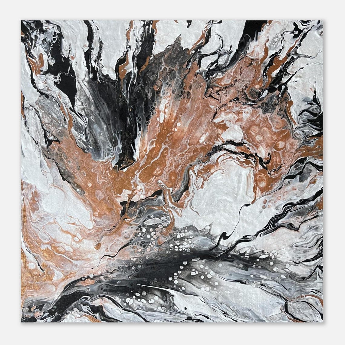 White Abstract Art Prints, Square Print 50x50, Bronze Wall Art Abstract ...