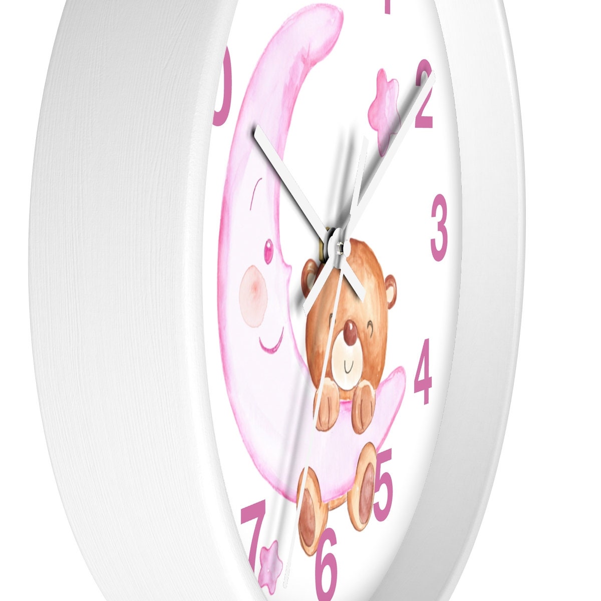 Girls Pink Teddy Bear Wall Clock Baby Wall Clock Kids Nursery - Etsy