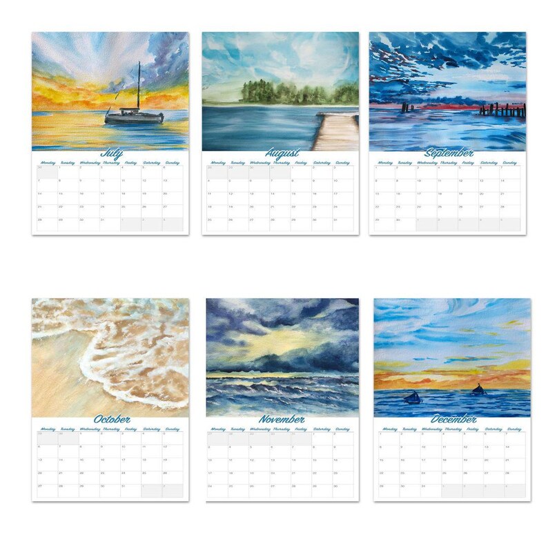 Watercolor Calendar 2025 , 2025 Calendars, Ocean Calendar, 12 Month ...