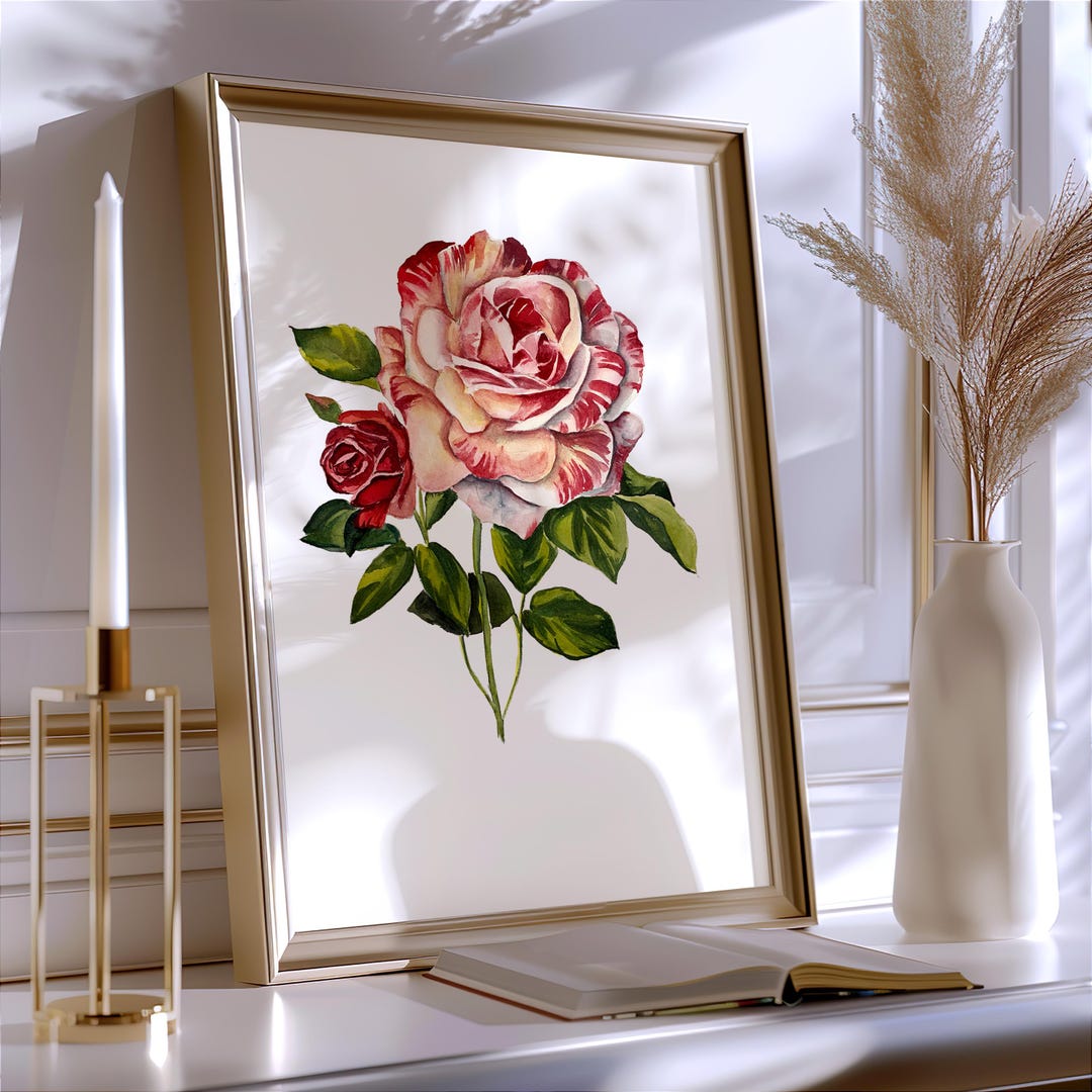 Rose Watercolor Print, Pink Roses Wall Art, Roses Bouquet, Floral Art ...