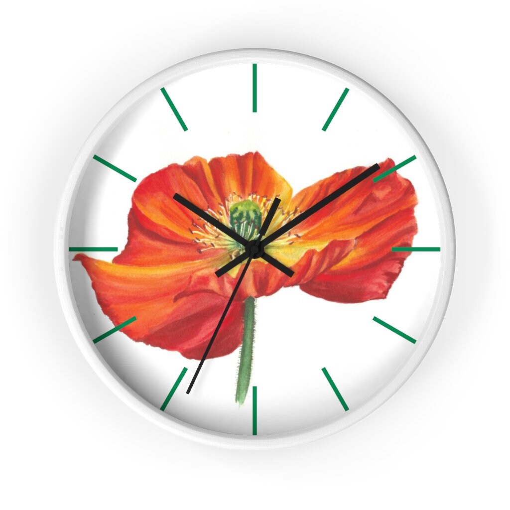 Copy of Wall Clock Poppies Hand Painted Personalized Poppy Wall Clock ...