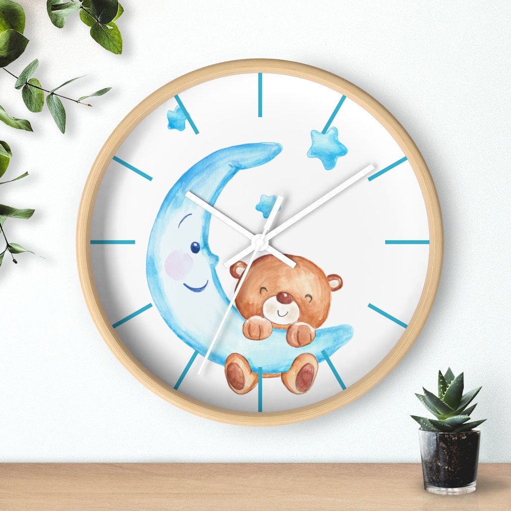 Clock Wall Art Nursery Clock Boys Bear Decor Nursery Baby Bear ...