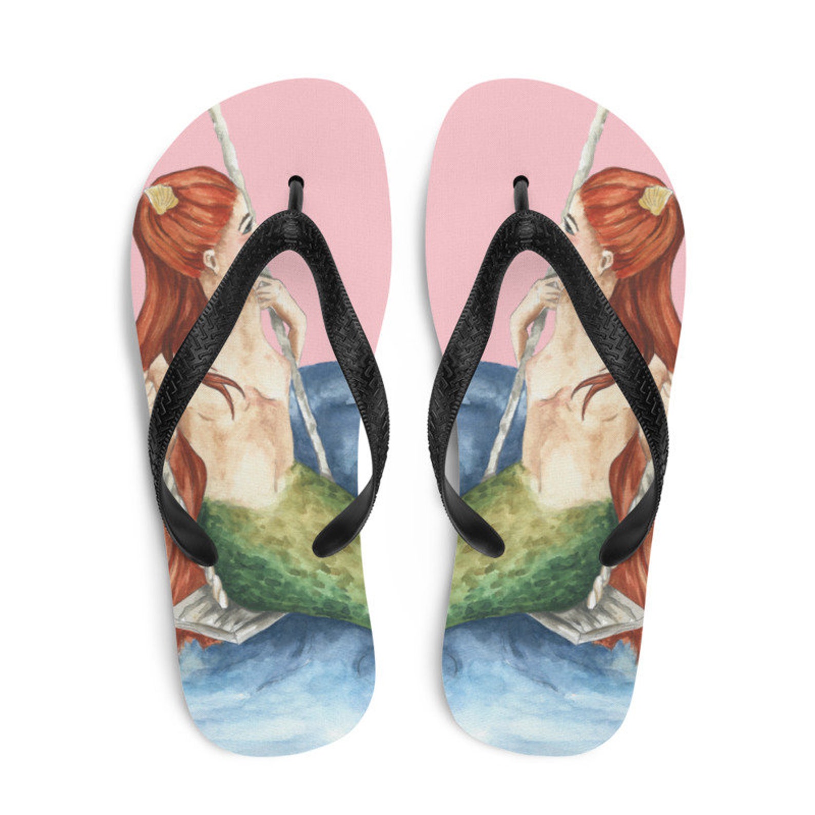 Mermaid Flip Flops Mermaid Undersea Beach Slippers Sandals Flip Flops ...