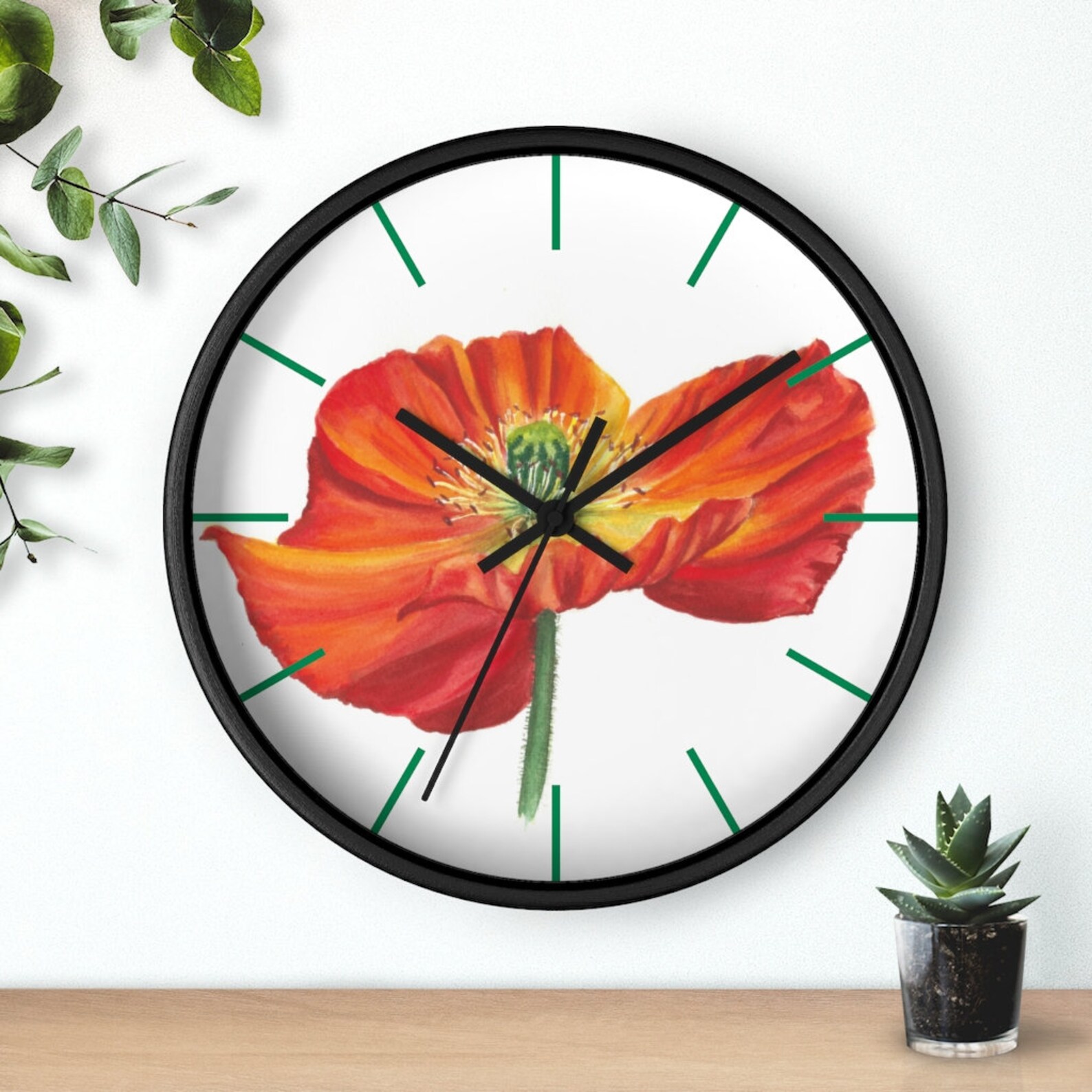 Copy of Wall Clock Poppies Hand Painted Personalized Poppy Wall Clock ...