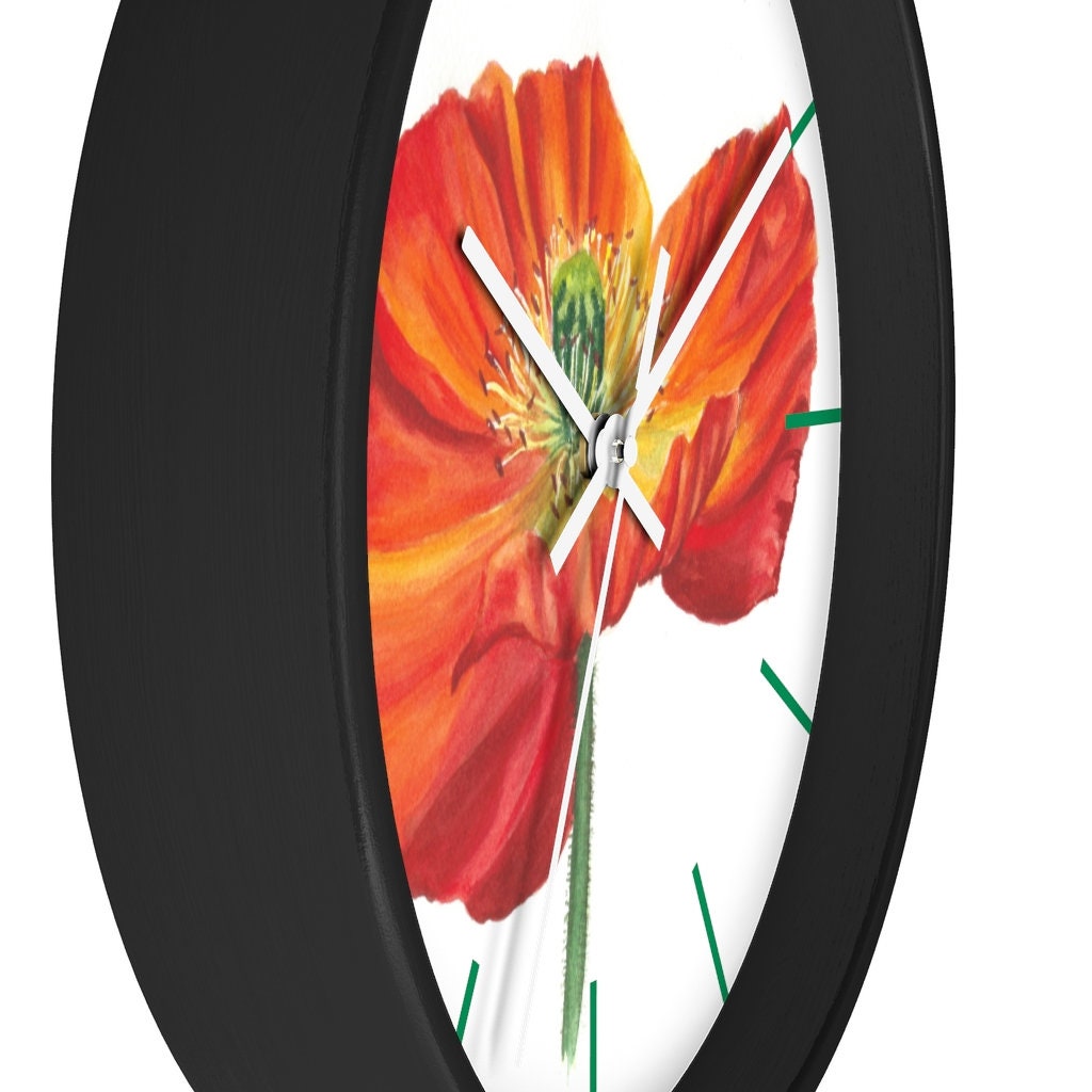 Copy of Wall Clock Poppies Hand Painted Personalized Poppy Wall Clock ...