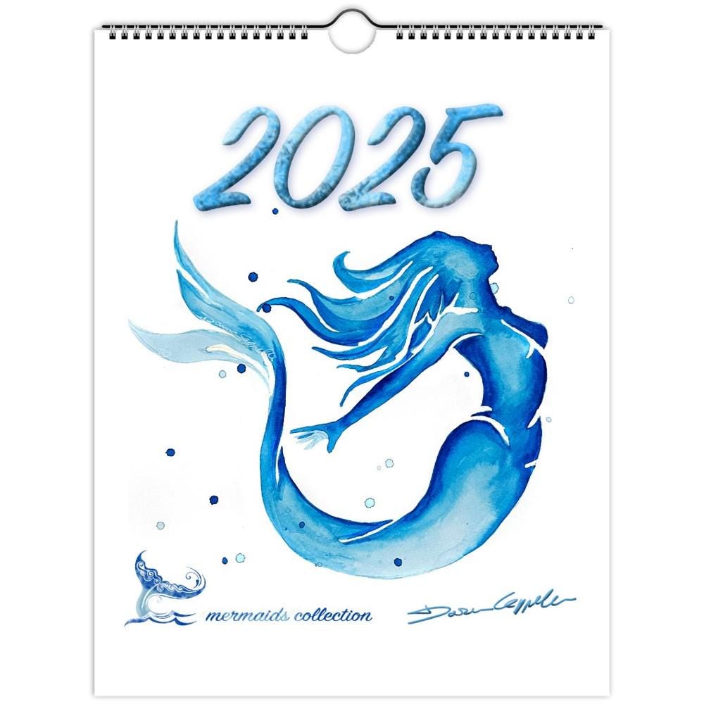 Mermaid Calendar 2025, Fantasy 2025 Wall Calendar, Italian Calendar ...