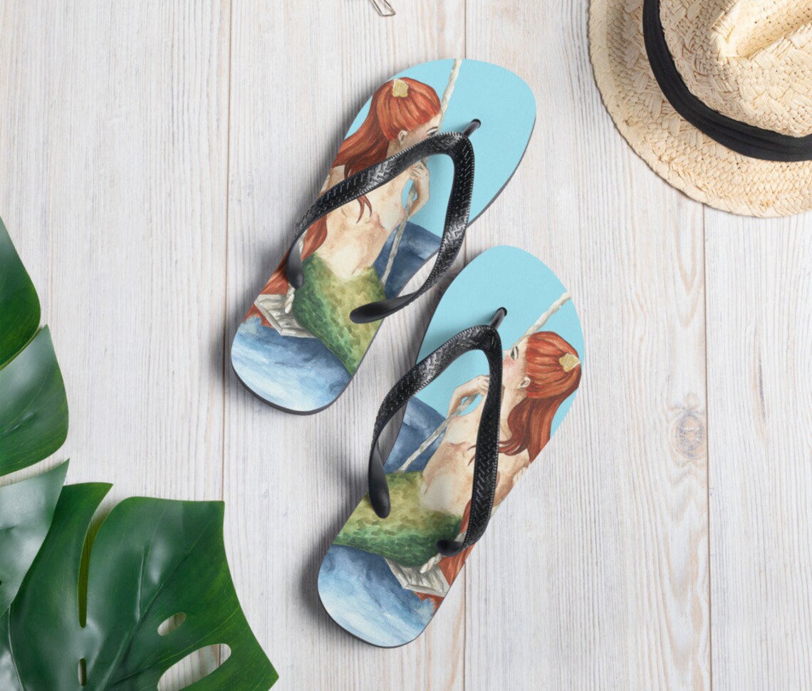 Mermaid Flip Flops Mermaid Undersea Beach Slippers Sandals - Etsy