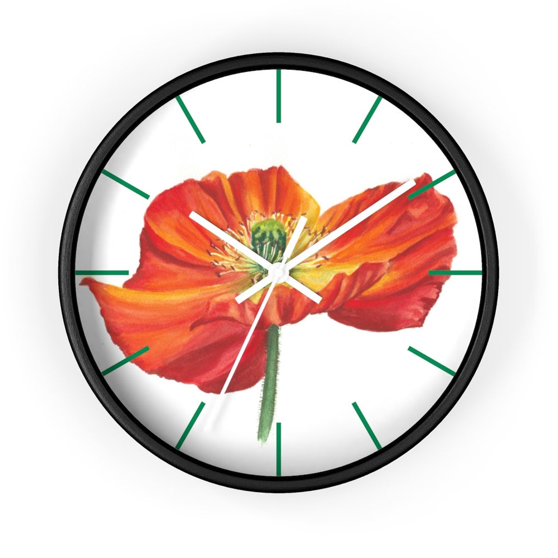 Copy of Wall Clock Poppies Hand Painted Personalized Poppy Wall Clock ...