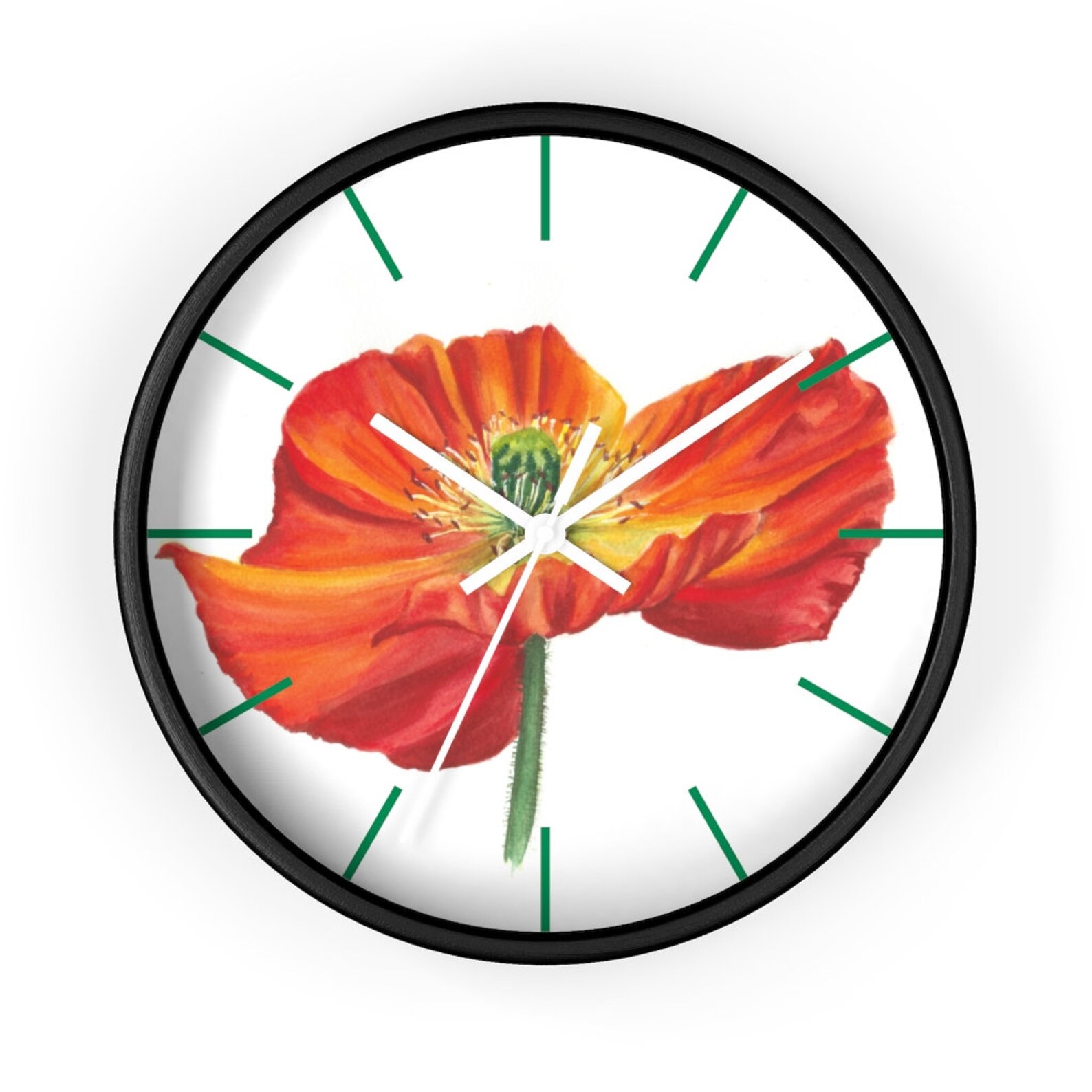 Copy of Wall Clock Poppies Hand Painted Personalized Poppy Wall Clock ...