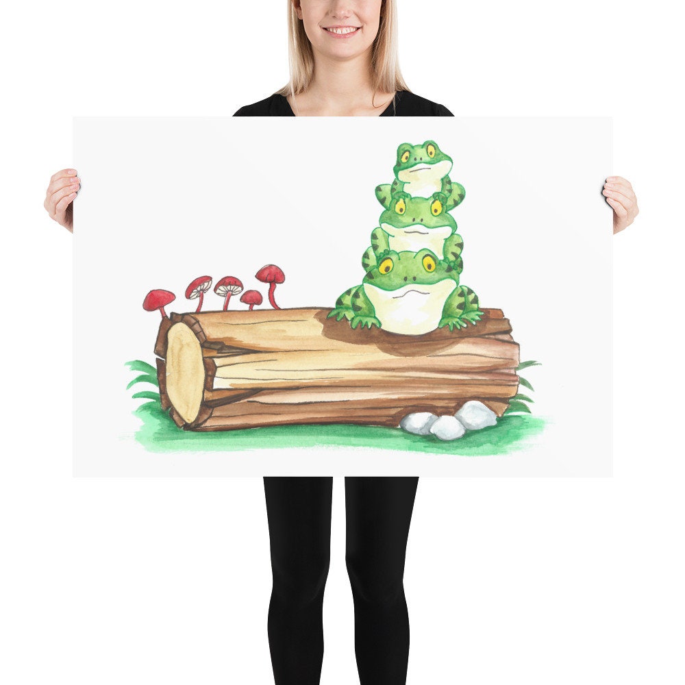 Family Frog Poster Tree Frog Watercolor Print Green Frogs Illustration ...