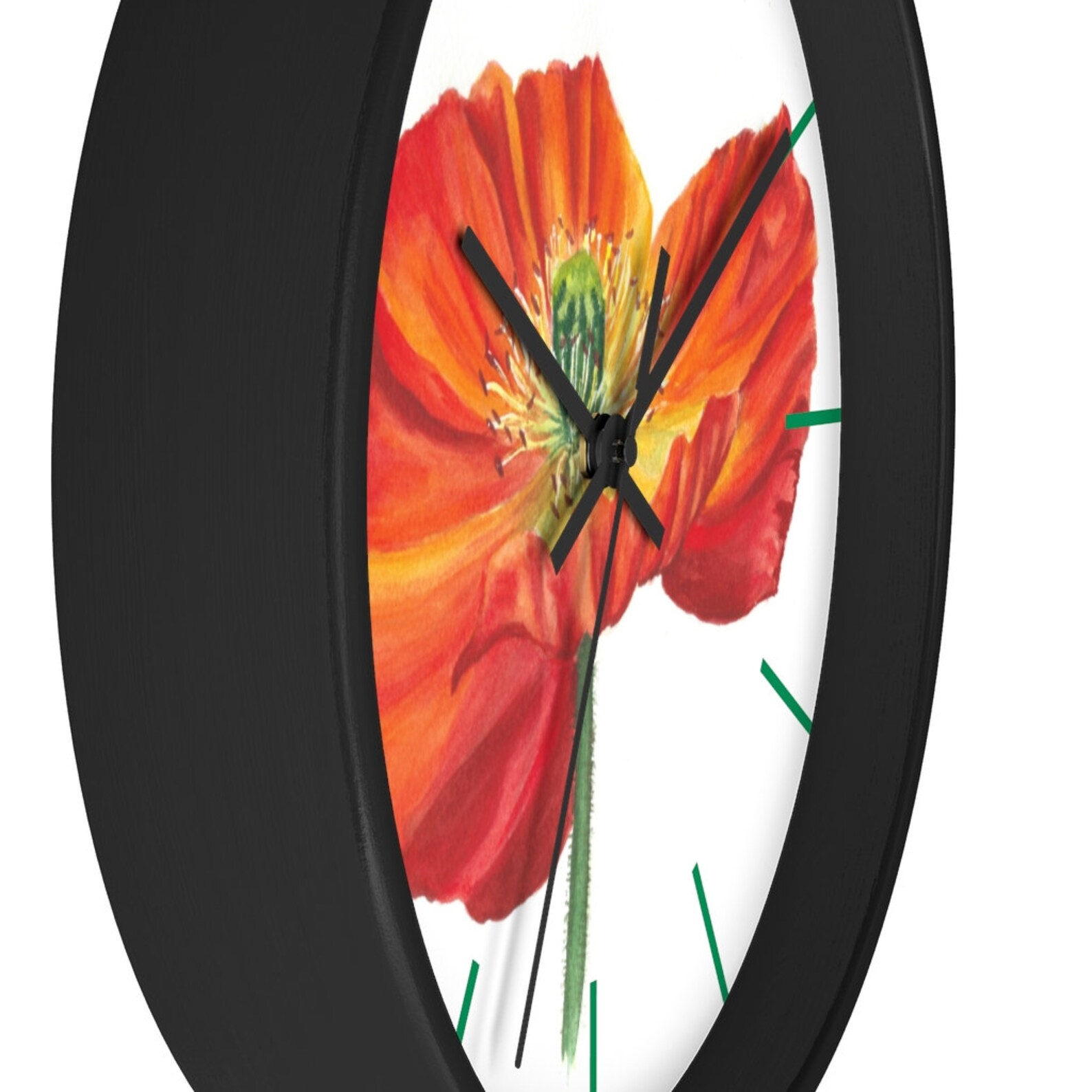 Copy of Wall Clock Poppies Hand Painted Personalized Poppy Wall Clock ...