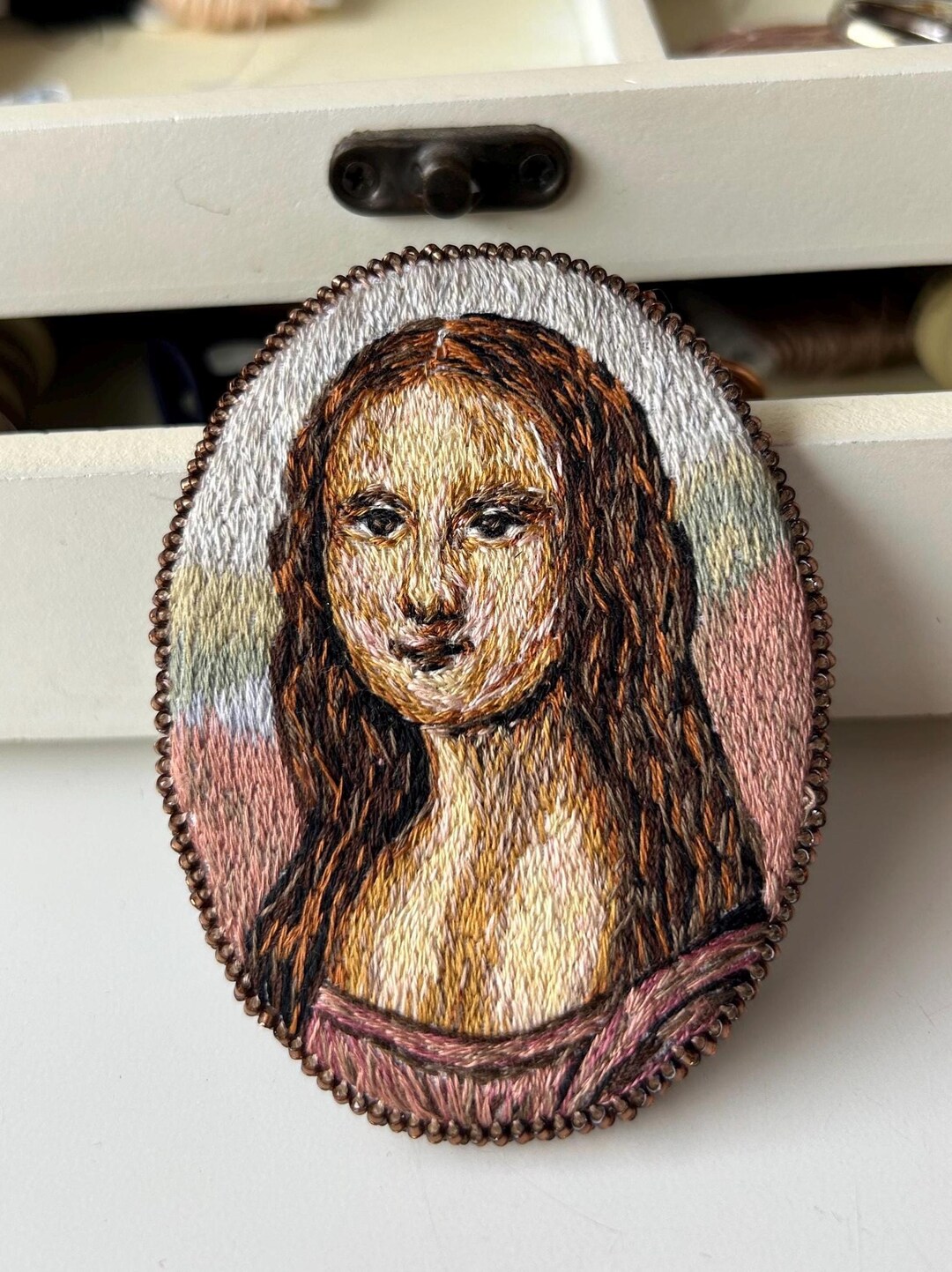 The Mona Lisa Embroidery Brooch. Leonardo Da Vinci Painting. La ...