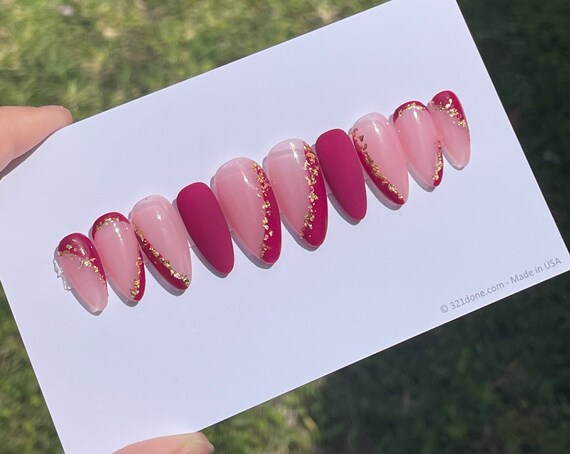 Almond Press on Nails - Etsy