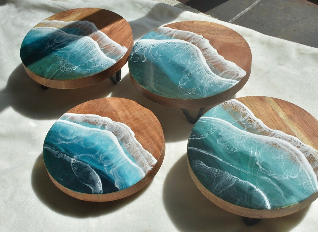 Ocean Centerpiece, Cake Stand | Beach, Ocean, 3D Wave | Epoxy Resin ...