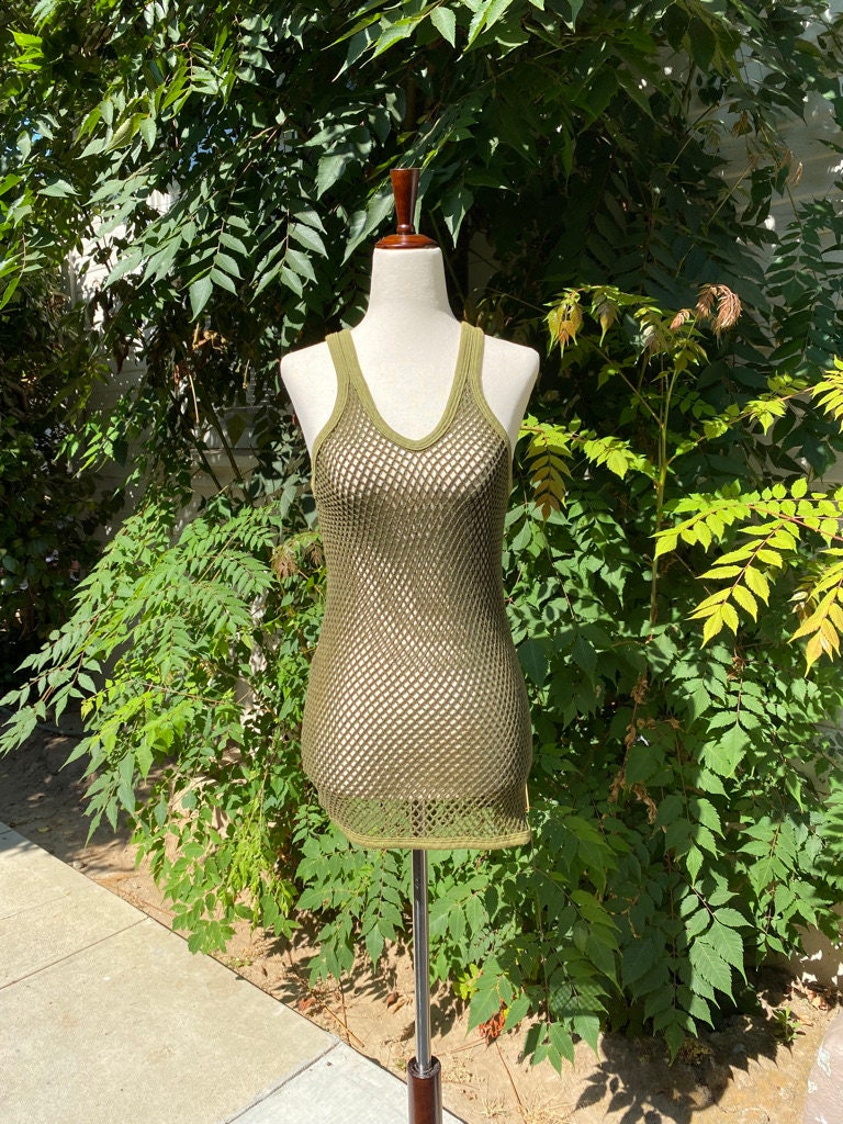 Vintage Olive Mesh Tank String Vest | Etsy
