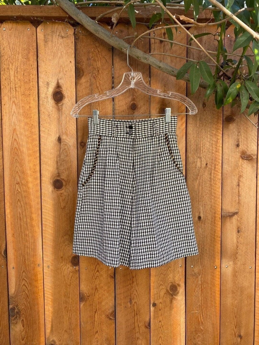 90s High Waist Houndstooth Shorts Black and White Size Womens Xs - Etsy