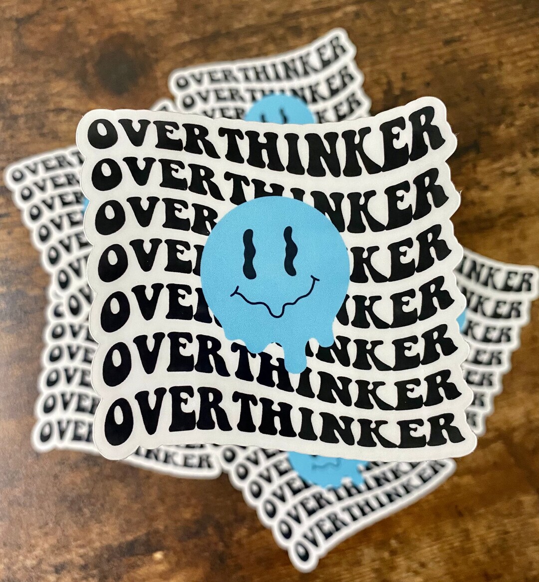 Overthinker Retro Sticker, Vinyl Decal, Melting Smiley Face - Etsy