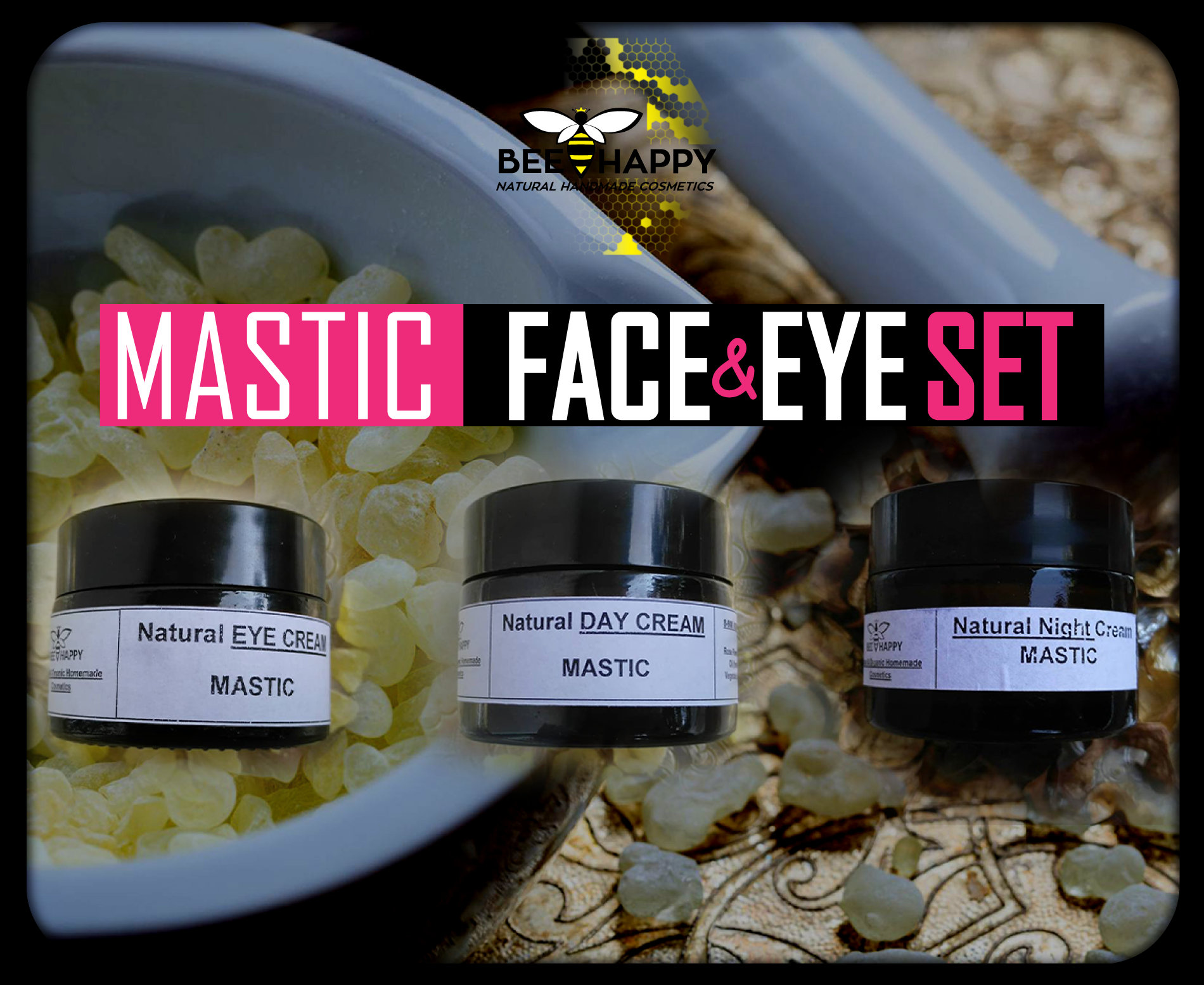 MASTIC FACE & EYE Cream Set, Natural Night Cream Mastic, Natural Day ...