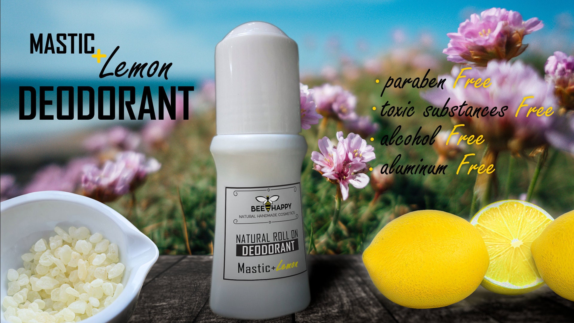 DEODORANT MASTIC & LEMON Todo el desodorante natural Roll On Deodorant ...