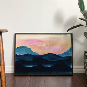 Sunset Blue Ridge Mountains Art Print North Carolina Sunrise Artwork ...