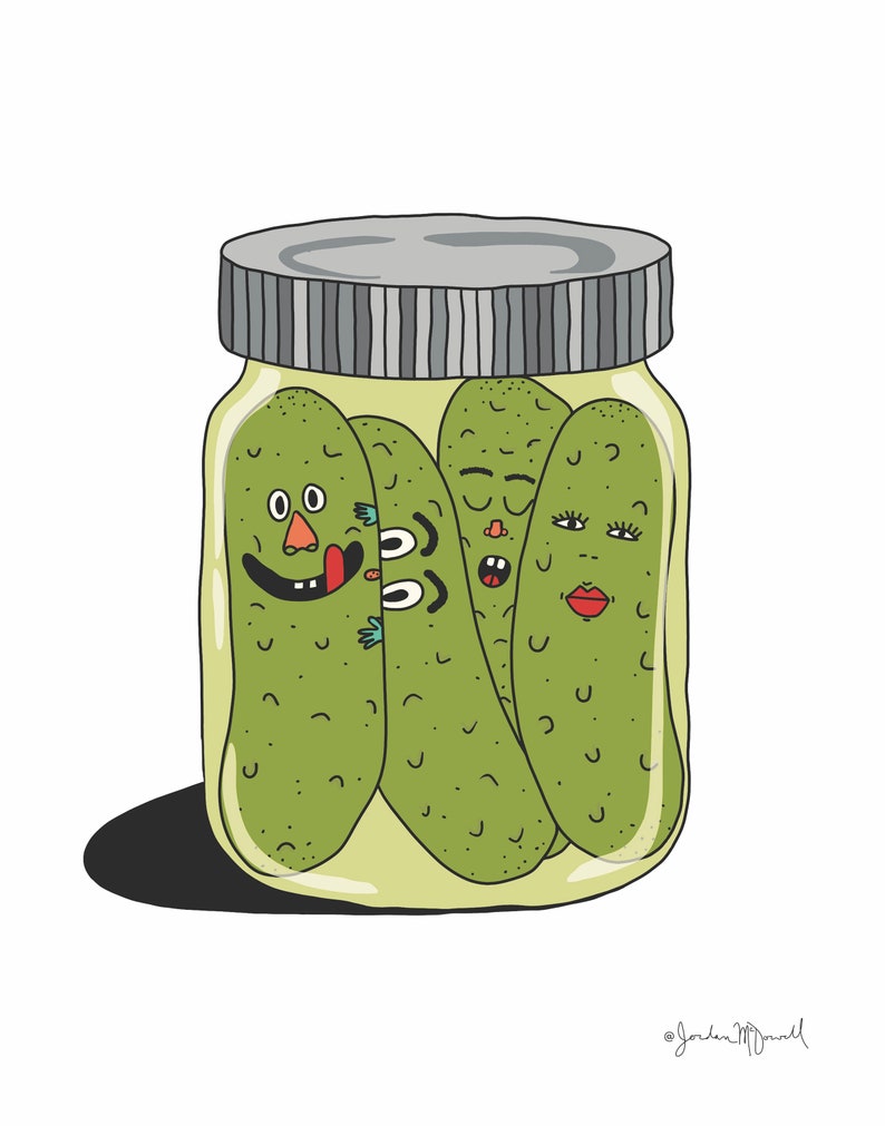 Pickles Artwork Funny Pickle Jar Art Print Food - Etsy