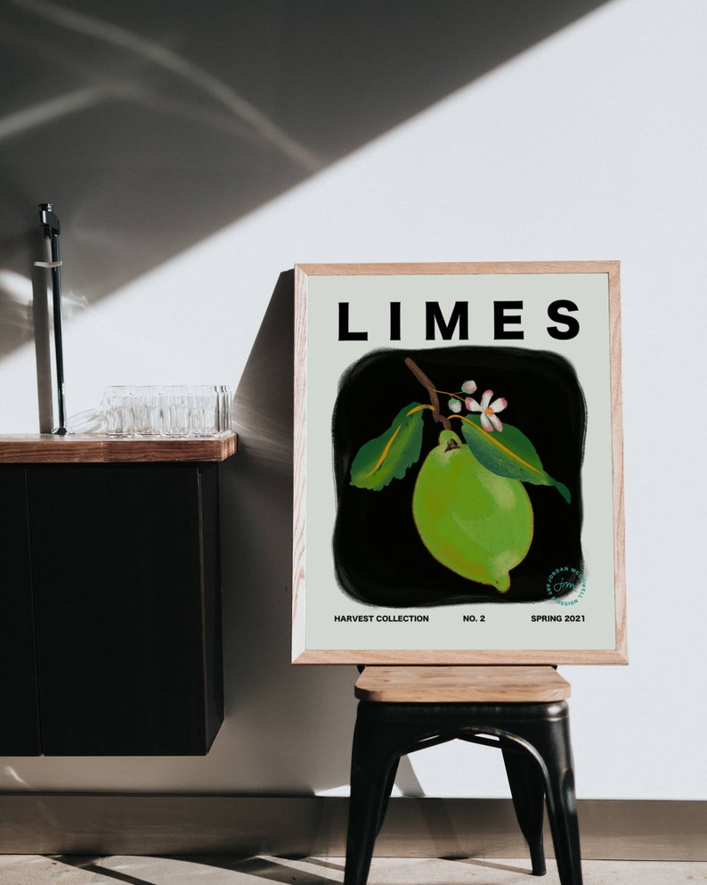 Limes Art Print Fruit Art Poster Kitchen Wall Decor - Etsy