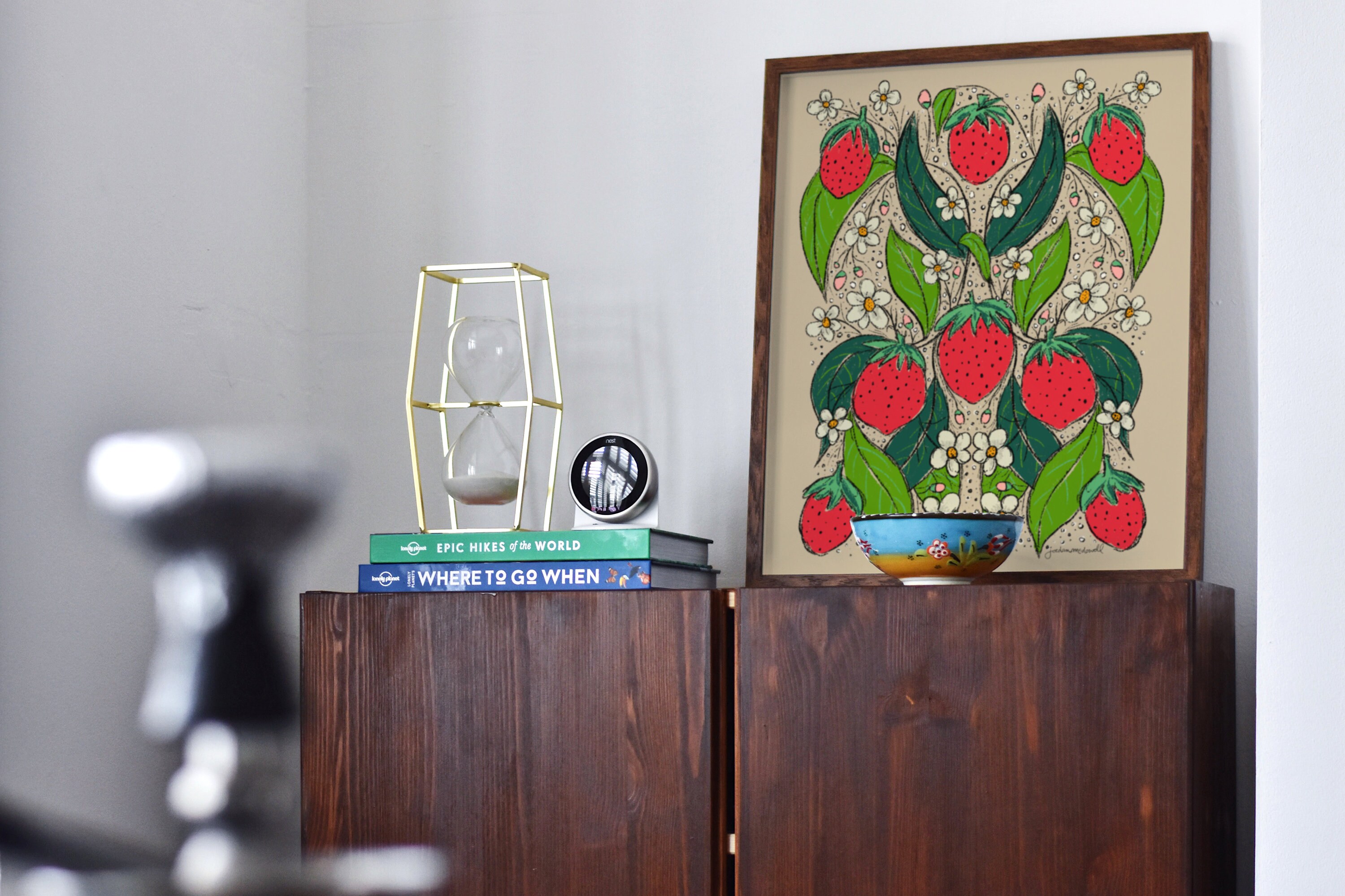Strawberry Folk Art Prints