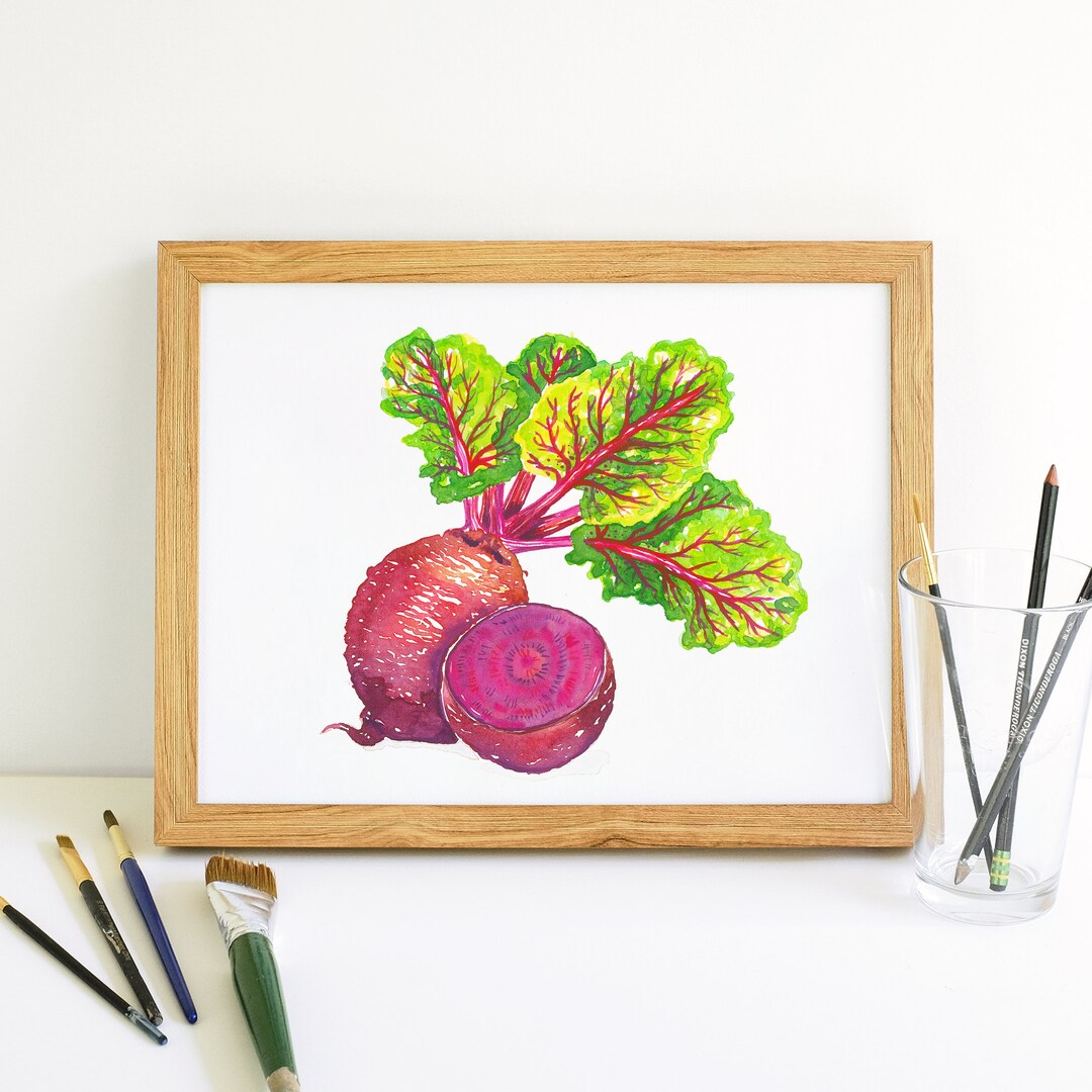Beets Art Print Vegetable Poster Kitchen Wall Decor Beets Watercolor ...