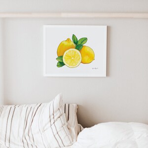 Lemon Watercolor Art Print Kitchen Decor Florida Citrus Still Life ...