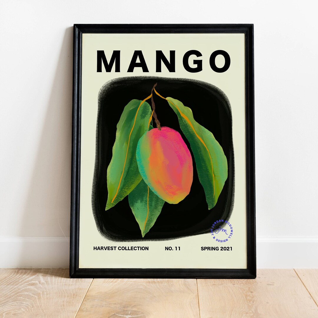 Mango Art Print Fruit Wall Art Kitchen Wall Decor Food Art Print Mango ...