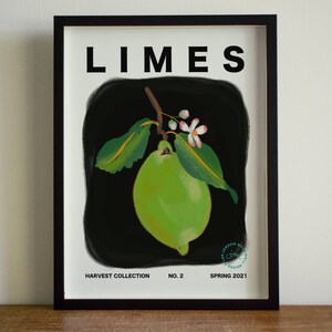 Limes Art Print Fruit Art Poster Kitchen Wall Decor Affiche Cuisine ...
