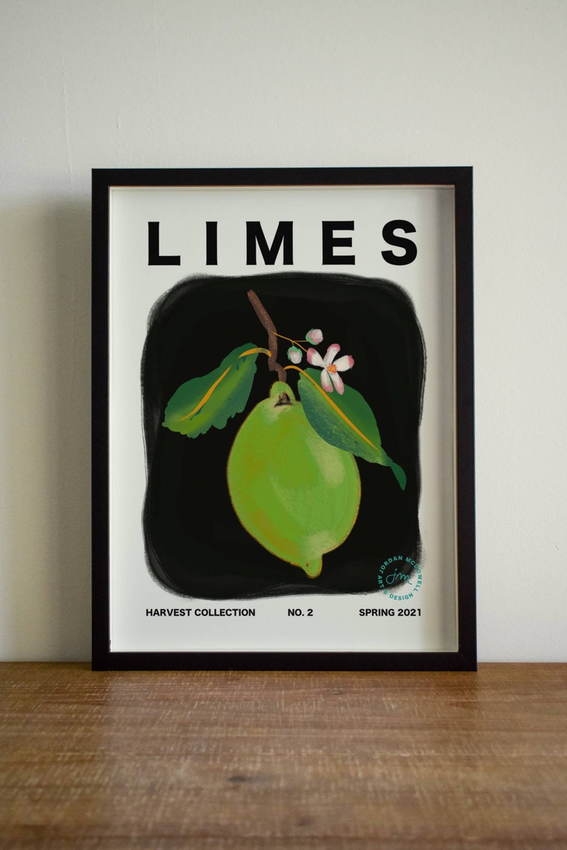 Limes Art Print Fruit Art Poster Kitchen Wall Decor - Etsy