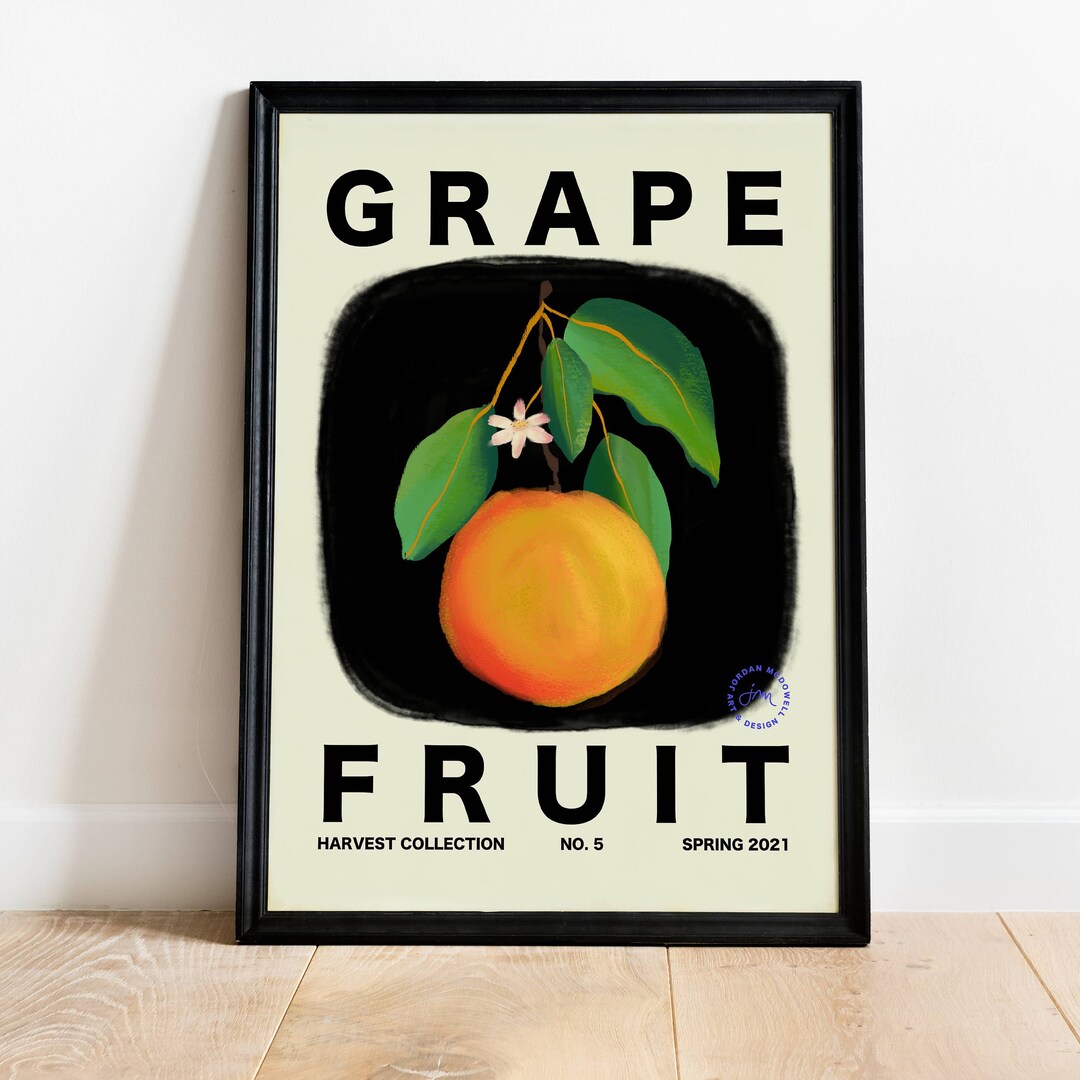 Grapefruit Art Print Food Art Prints Vintage Botanical Poster Fruit ...