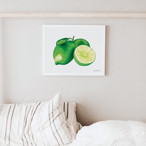 Lime Limes Watercolor Art Print Fruit Painting Florida Keys Citrus ...