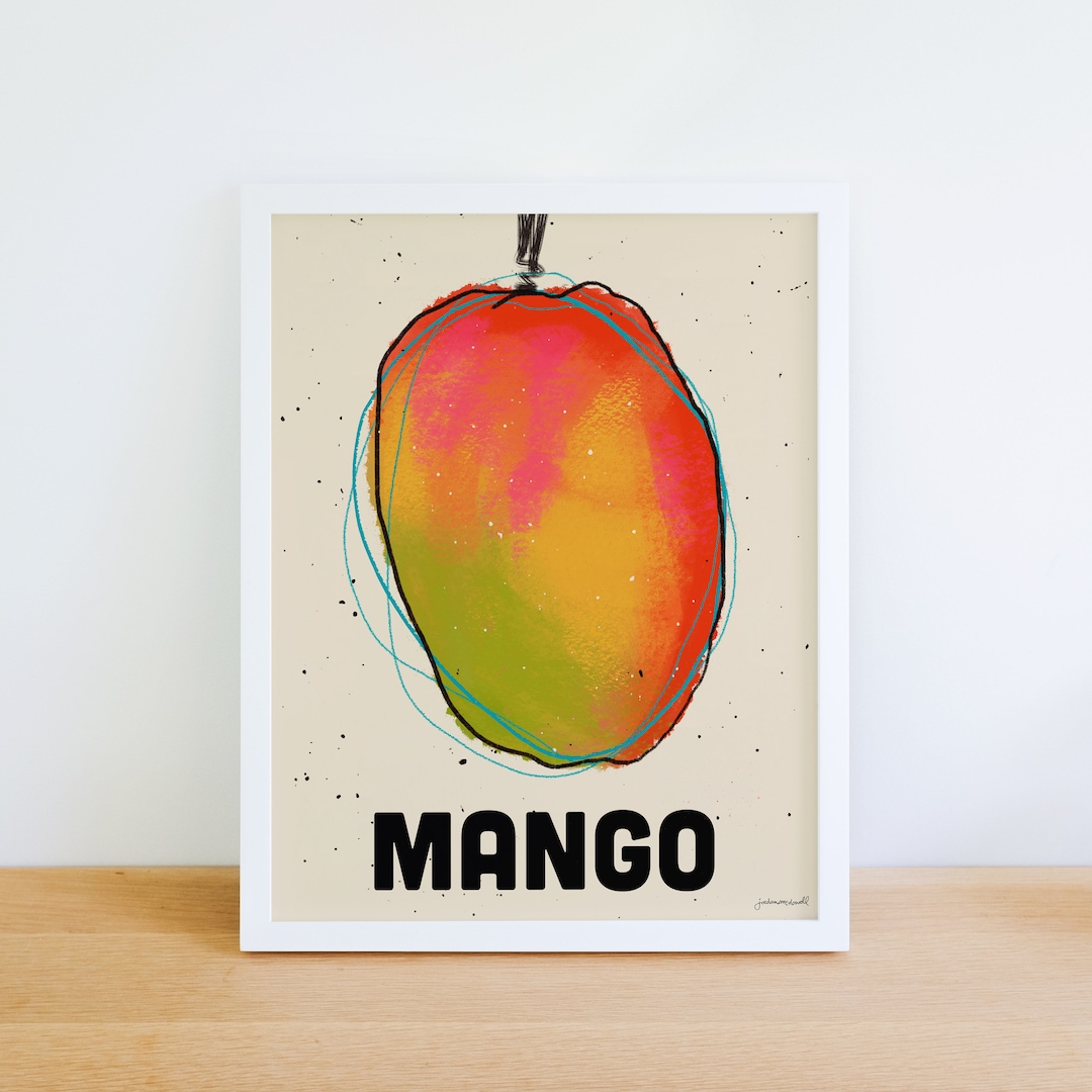 Mango Art Print Kitchen Wall Art Decor Retro Botanical Poster Fruit and ...