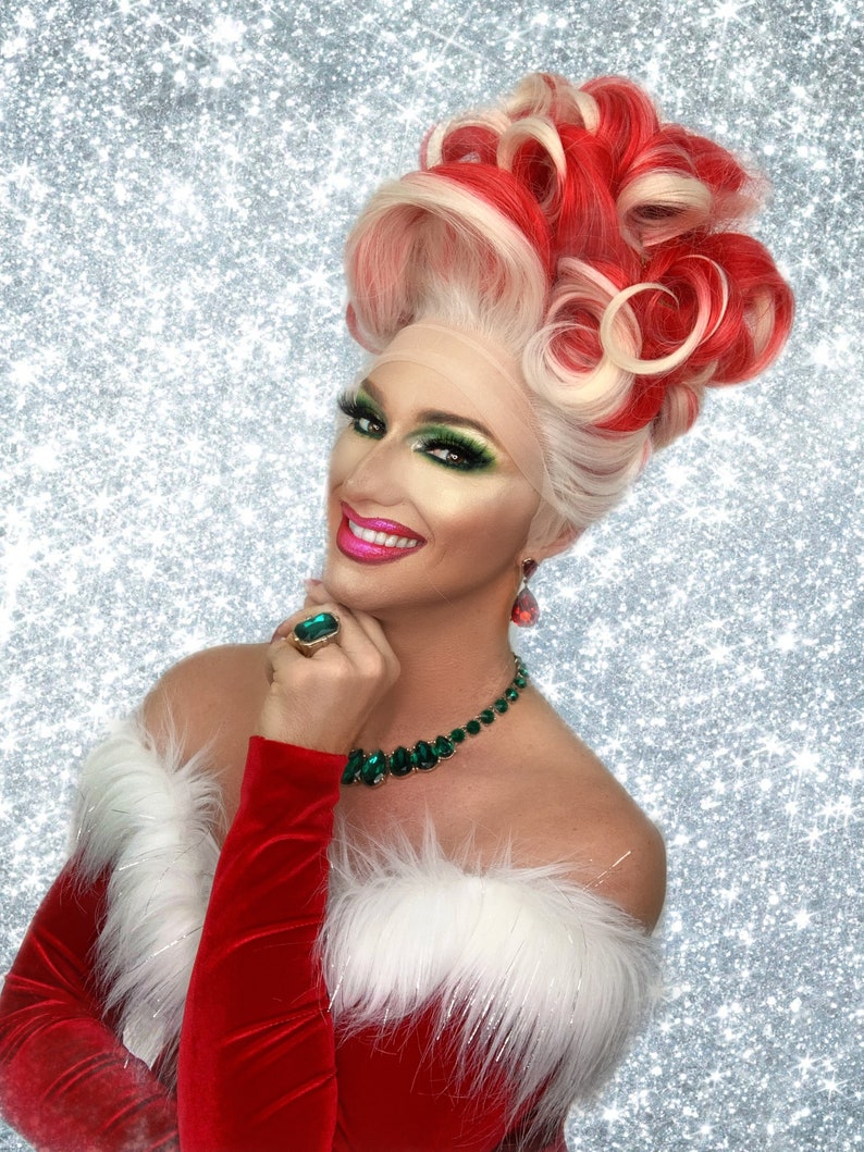 Updo Styled Lace Front Wig For Drag Queen Cosplay Halloween Etsy