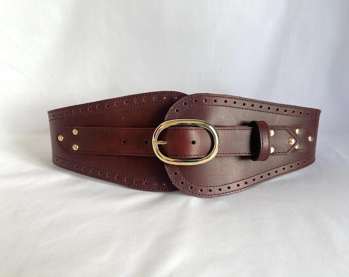 Vintage Leather Corset Belt, Asymmetrical Leather Steampunk Wide Belt ...