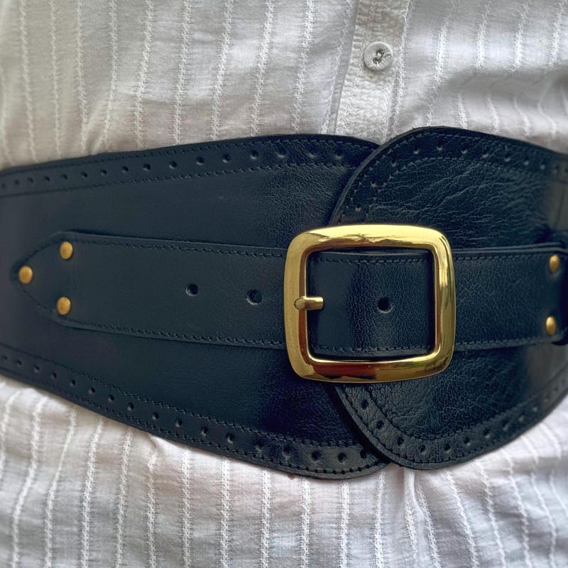 Wide Leather Belt - Etsy