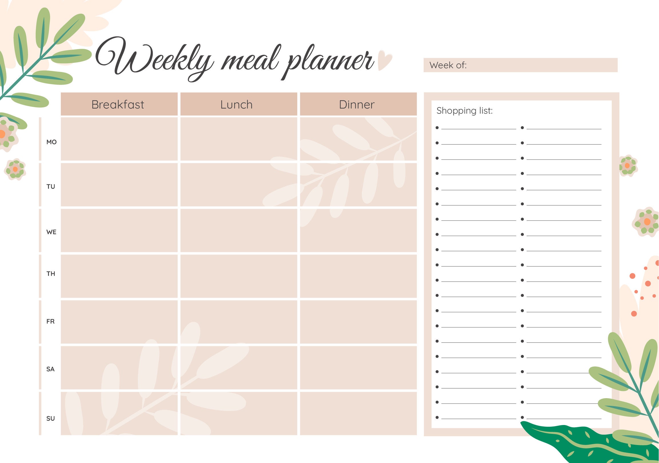 Printable Habit & Meal Planner: 30-day Tracker Set (PDF Download) - Etsy
