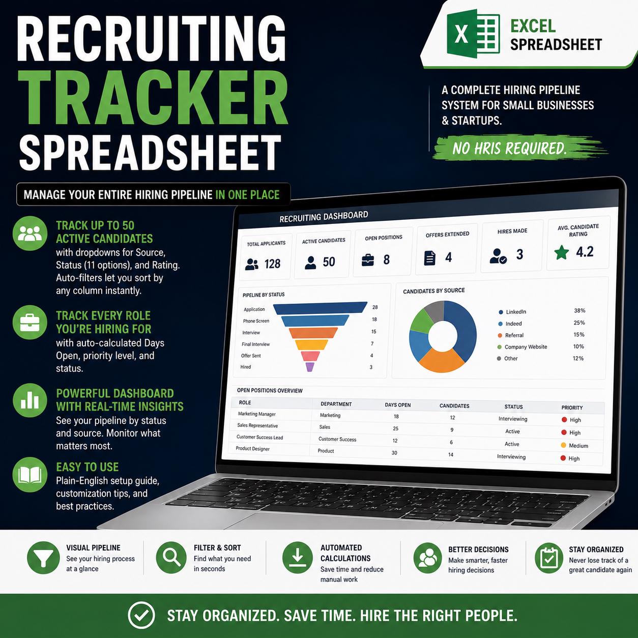 Recruiting Tracker Spreadsheet | Manage Your Entire Hiring Pipeline in ...