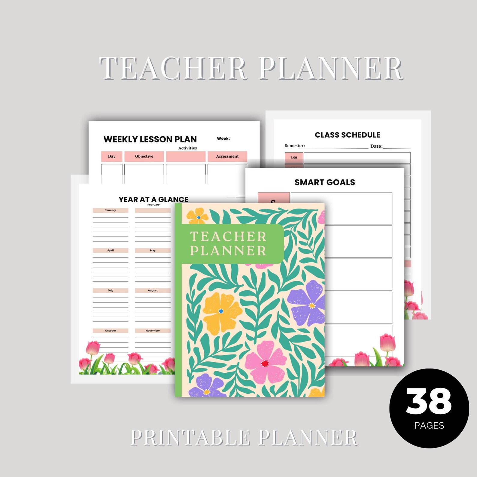 Printable Teacher Planner: Lesson Plan, Grade Tracker (instant Download ...