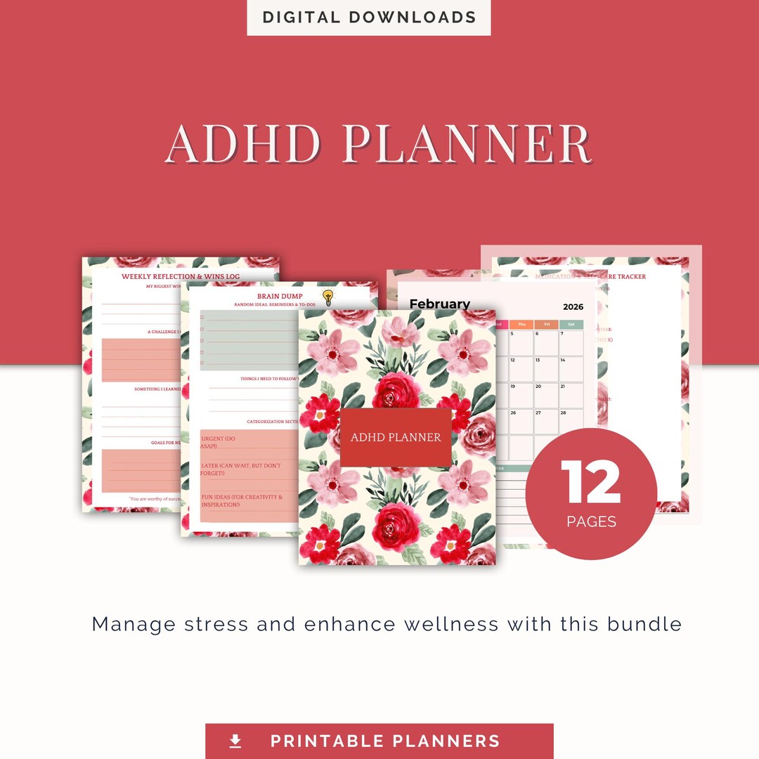 Printable ADHD Planner | Focus & Routine Organizer | Minimalist Mental ...