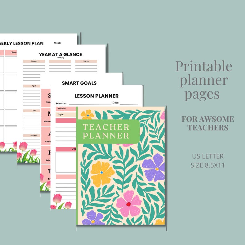 Printable Teacher Planner: Lesson Plan, Grade Tracker (instant Download ...