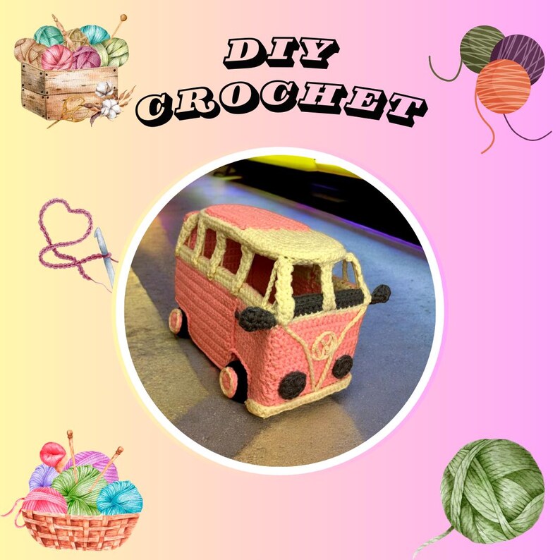DIY Volkswagen Bus Crochet Pattern PDF | Retro Hippie Van Amigurumi ...